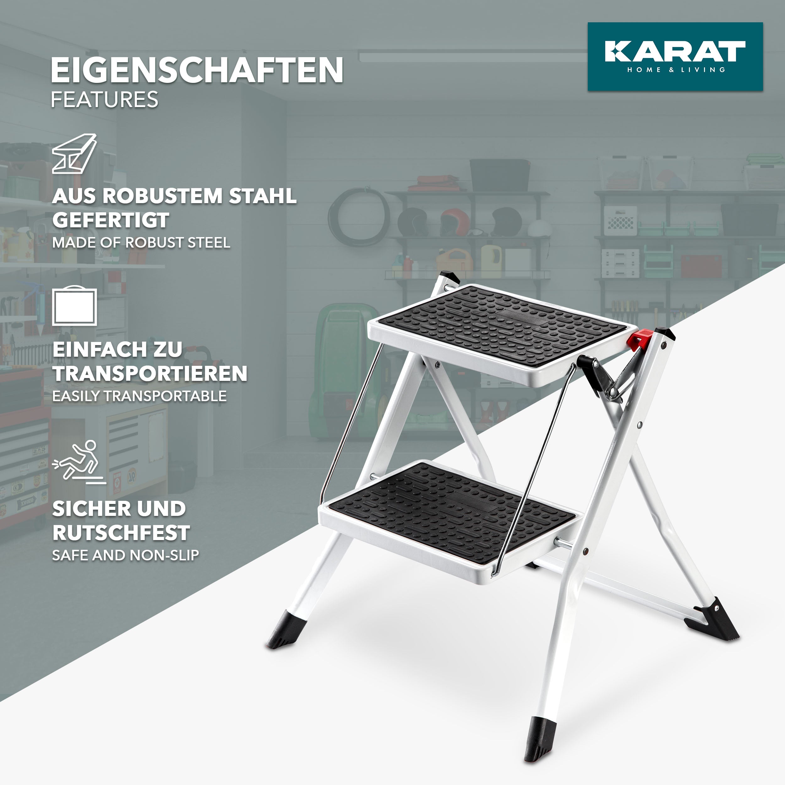 Inklapbare opstap Rio | Lichte en compacte opstap | Antislip loopvlak ...